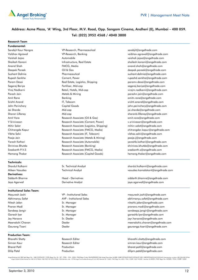 PVR-Management Meet Note | PDF