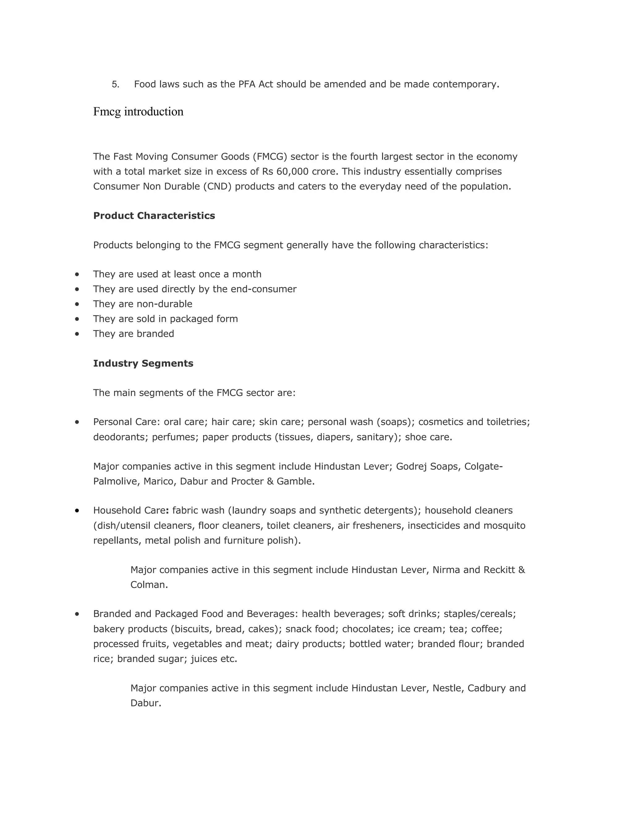 swot analysis of fmcg industry | DOC