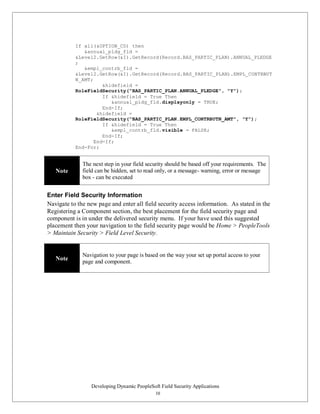 Developing Dynamic PeopleSoft Field Security Applications:A PeopleSoft Developer's Guide | PDF