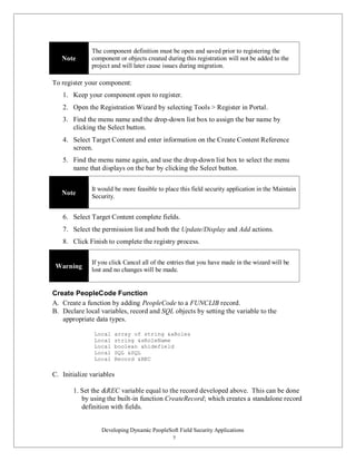 Developing Dynamic PeopleSoft Field Security Applications:A PeopleSoft Developer's Guide | PDF
