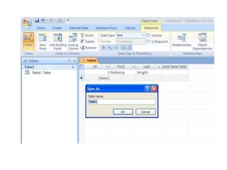 How to Create A Microsoft Access 2007 Database | PPT