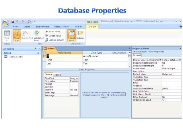How to Create A Microsoft Access 2007 Database | PPT