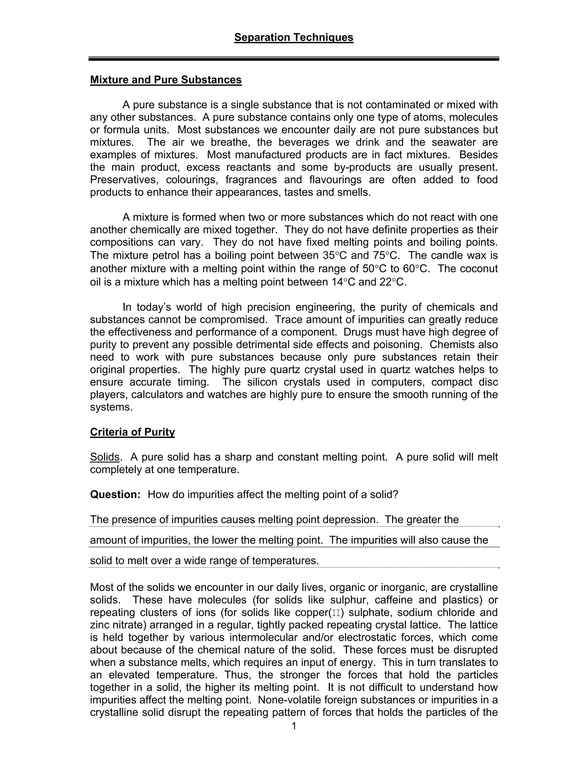 Separation Techniques Revision PDF | PDF