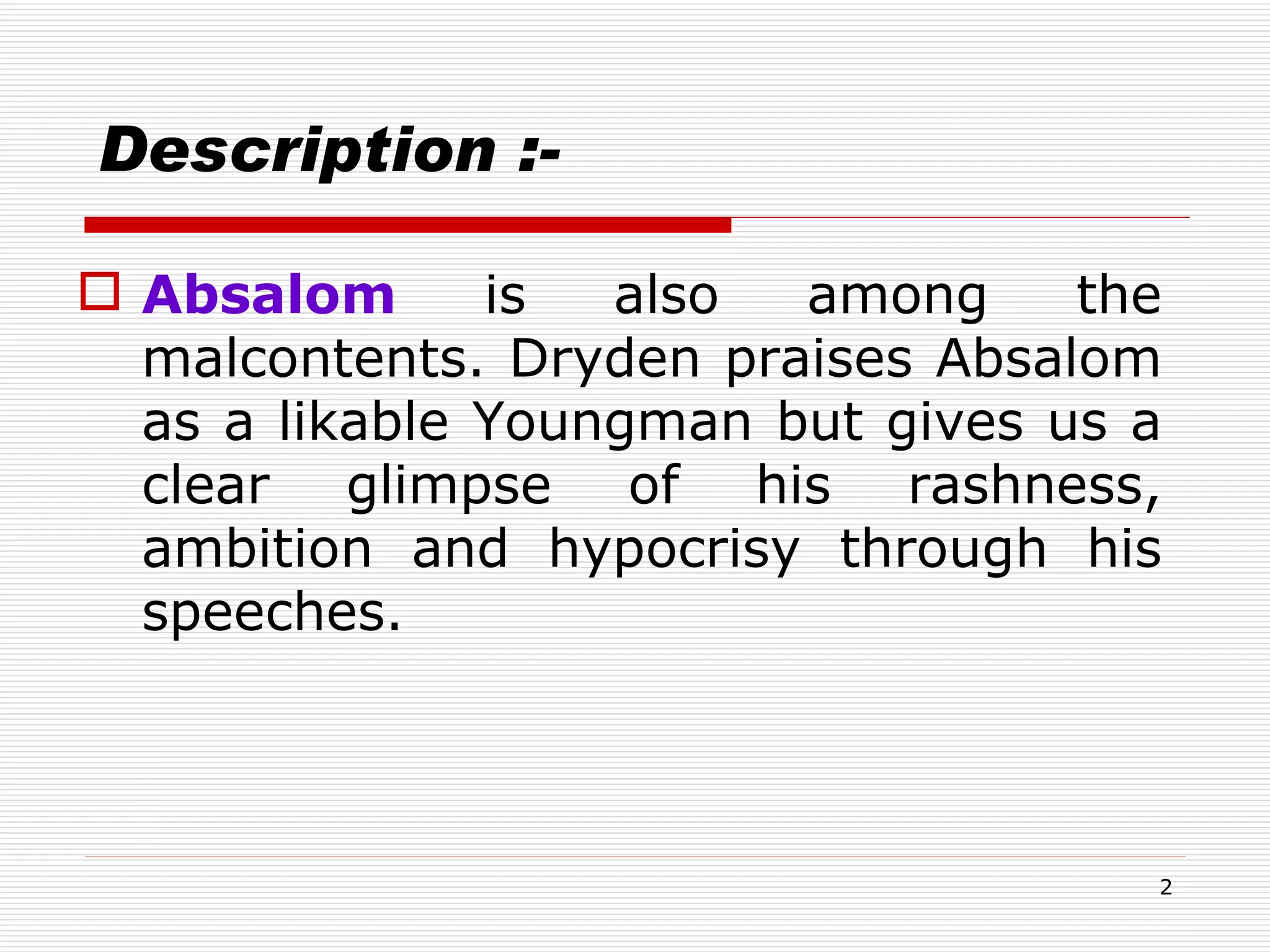 C:\Documents And Settings\Student\Desktop\Parita\Character Of Absalom | PPT