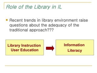 From user education to information literacy : changing role of ...