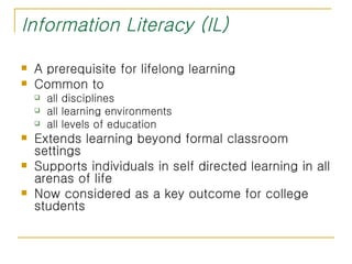 From user education to information literacy : changing role of ...