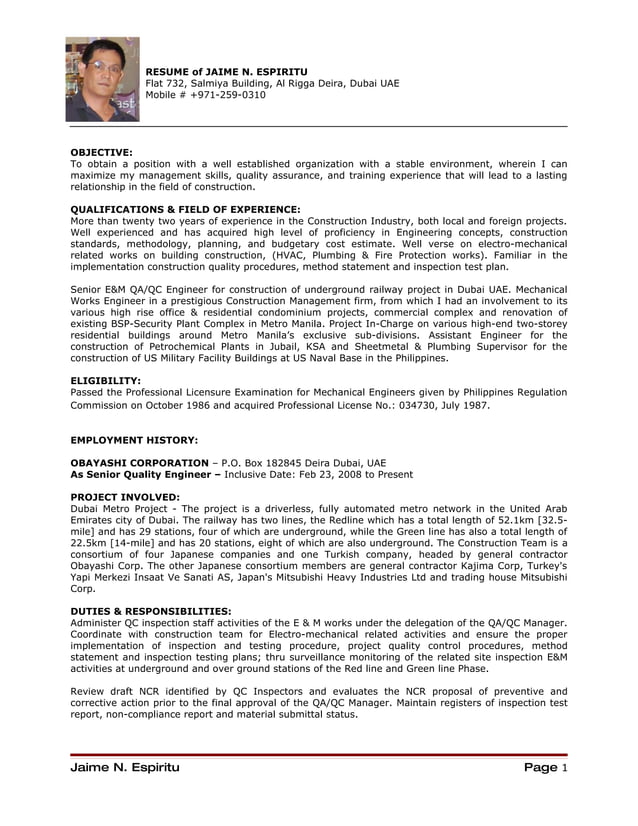 C:\Documents And Settings\User\My Documents\Log Jne\Feeling Lucky Cv\Jaime N Espiritu Cv | DOC