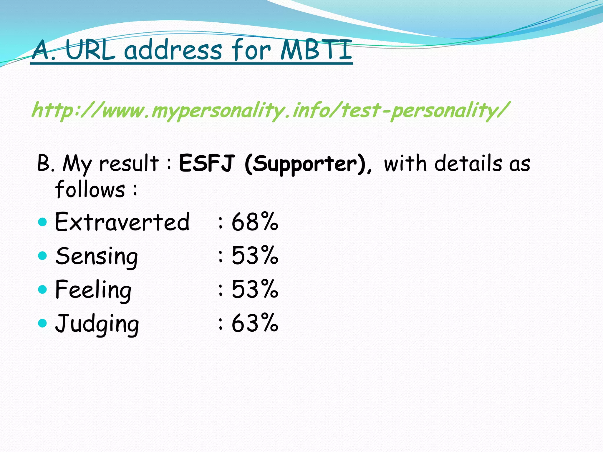 MBTI test - by Adhelia | PPTX | Family and Relationships