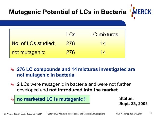Merck Chemicals - Safety of LC Materials | PPT