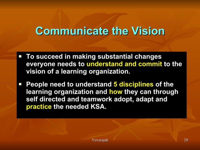 Learning Organisation adapted from Peter Senge's 5th Discipline ...