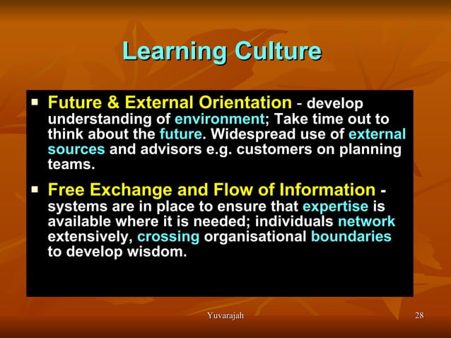 Learning Organisation adapted from Peter Senge's 5th Discipline ...