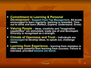 Learning Organisation adapted from Peter Senge's 5th Discipline ...
