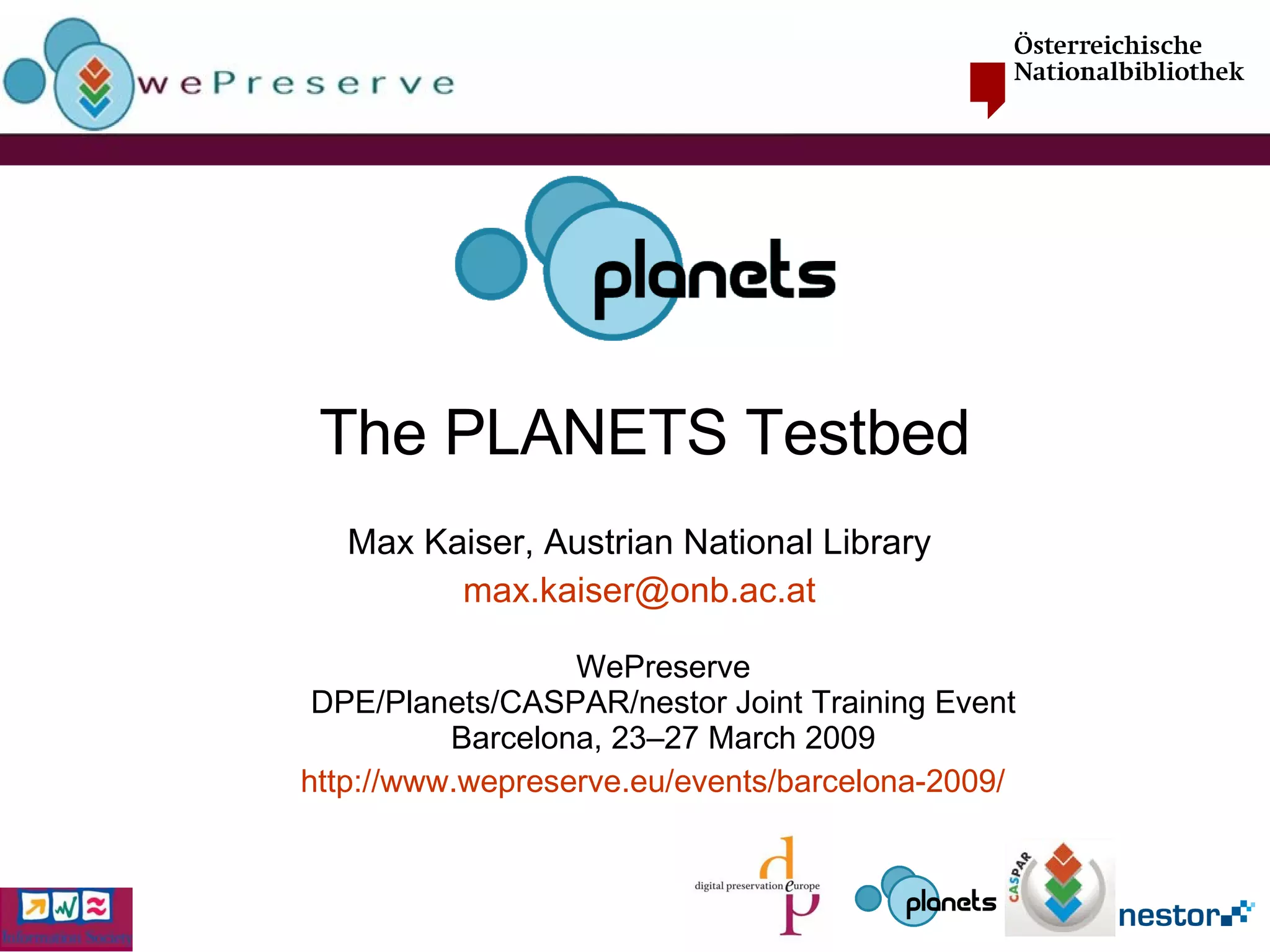 The Planets Testbed | PPT