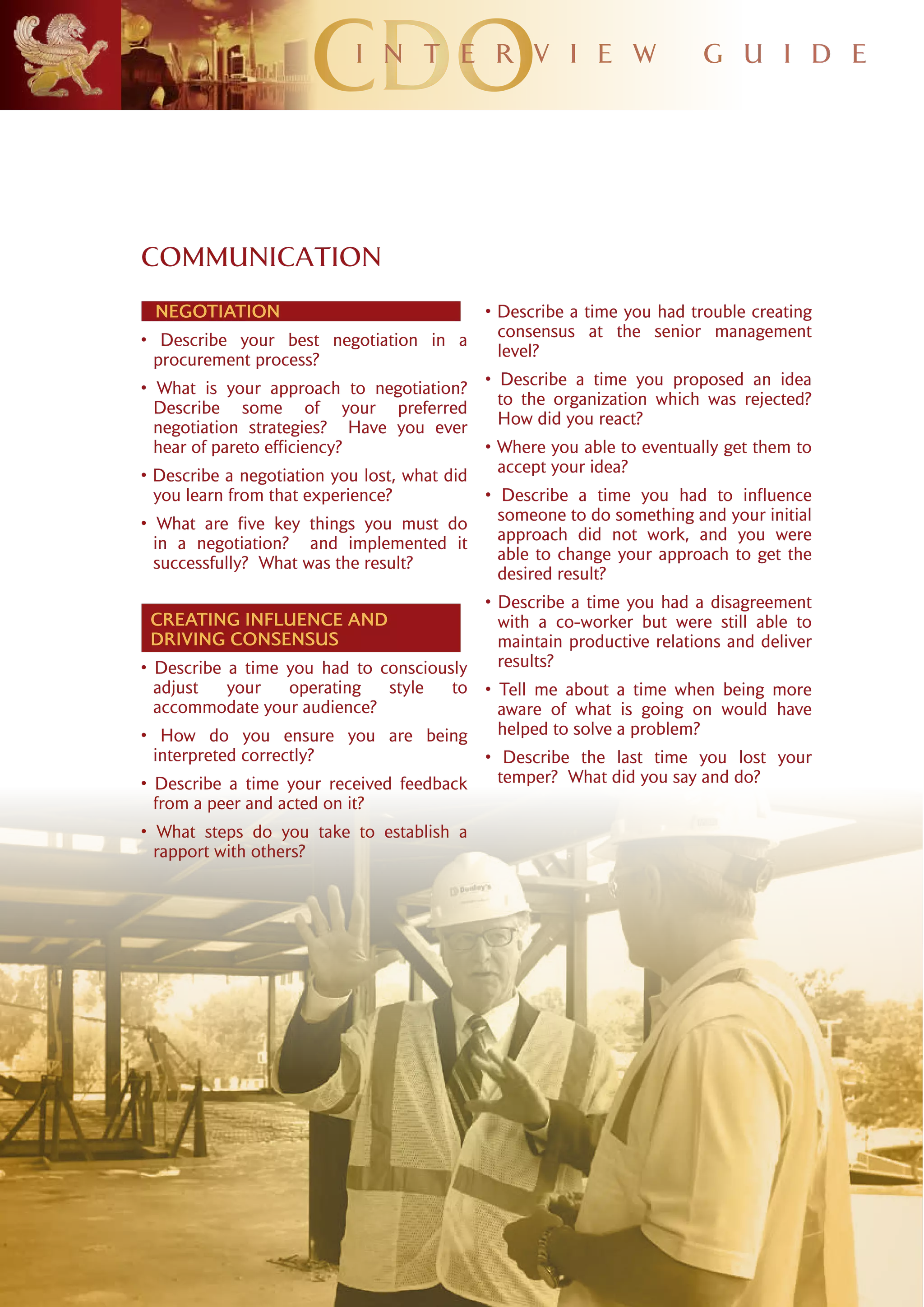 Interview Assessment Guide : Chief Development Officer - Real Estate | PDF