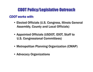 CDOT South Loop Chicago Overview | PDF | Rail Travel | Travel Type