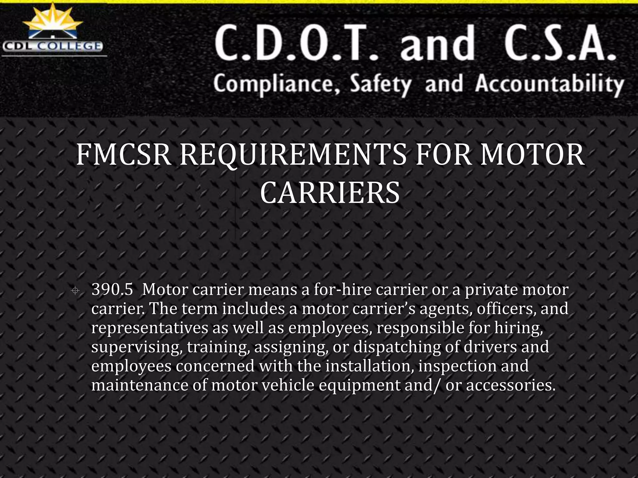 FMCSA CSA Training for Truck Drivers | PPTX