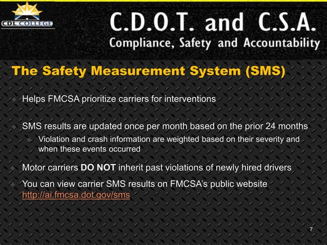 FMCSA CSA Training for Truck Drivers | PPTX
