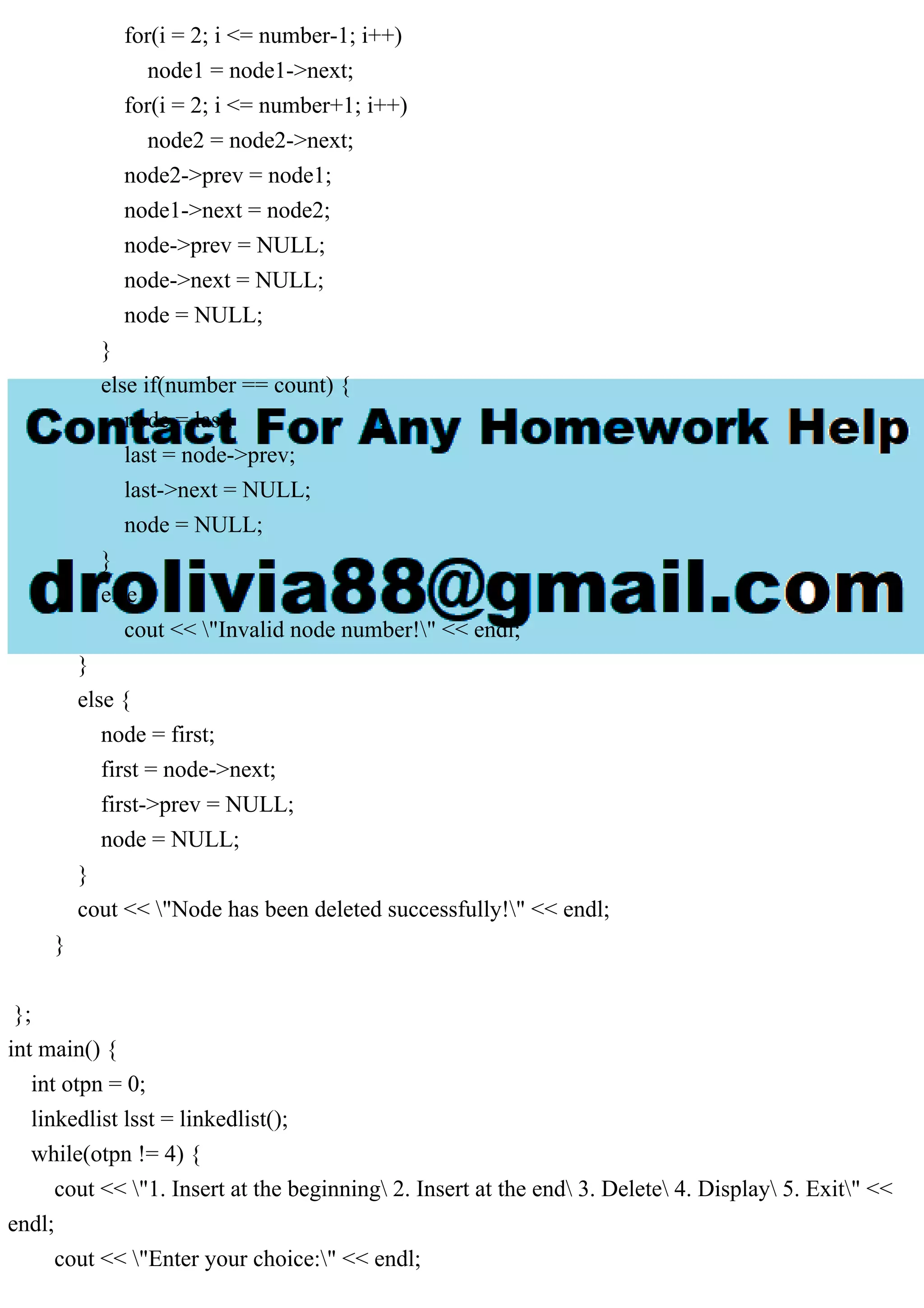 C++ Doubly-Linked ListsThe goal of the exercise is to implement a.pdf | Programming Languages ...