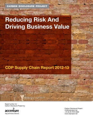 Carbon Disclosure Project: Reducing Risk and Driving Business Value | PDF