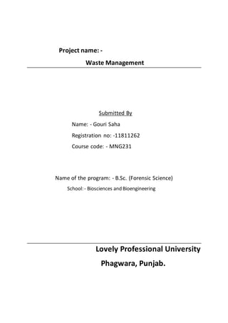 Community Development Project - Waste Management (Review Paper) | PDF