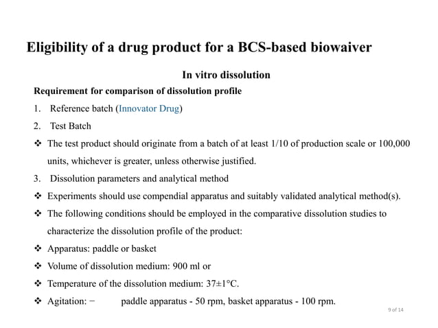Biopharmaceutics Classification System-based Biowaivers & Comparison of ...