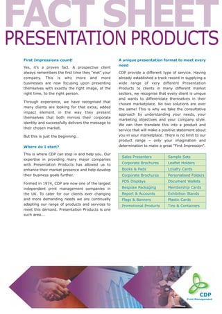 Cdp Presentation Products | PDF