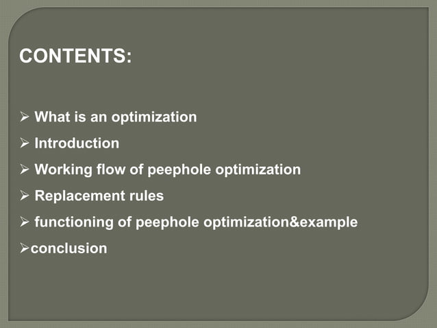 Peephole optimization | PPTX | Programming Languages | Computing