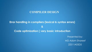 error handling in compiler and code optimization | PDF