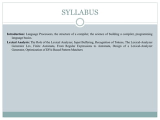 COMPILER DESIGN- Introduction & Lexical Analysis: | PDF