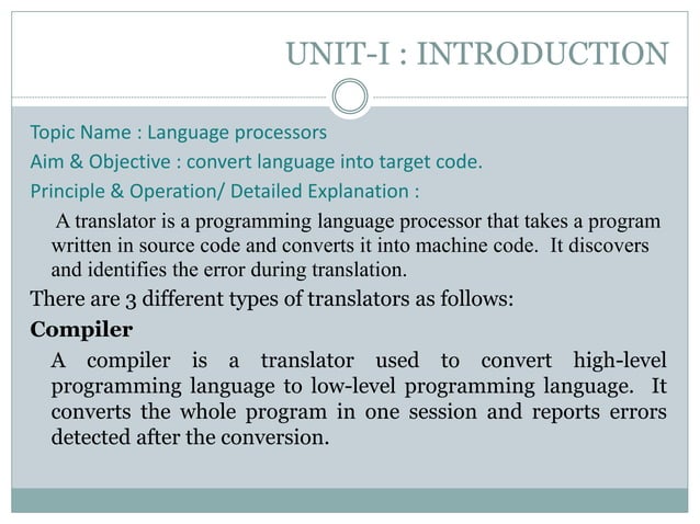 COMPILER DESIGN- Introduction & Lexical Analysis: | PDF | Programming Languages | Computing