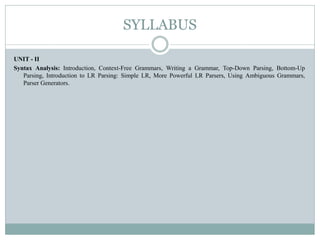 COMPILER DESIGN- Syntax Analysis | PPT
