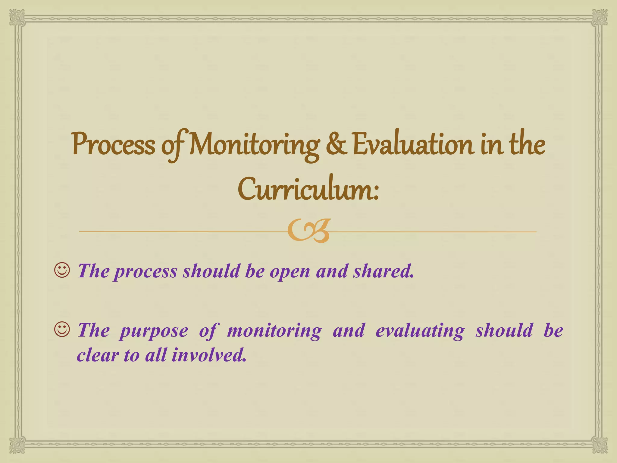 Traditional & Progressive Notions of curriculum Monitoring & Evaluation ...