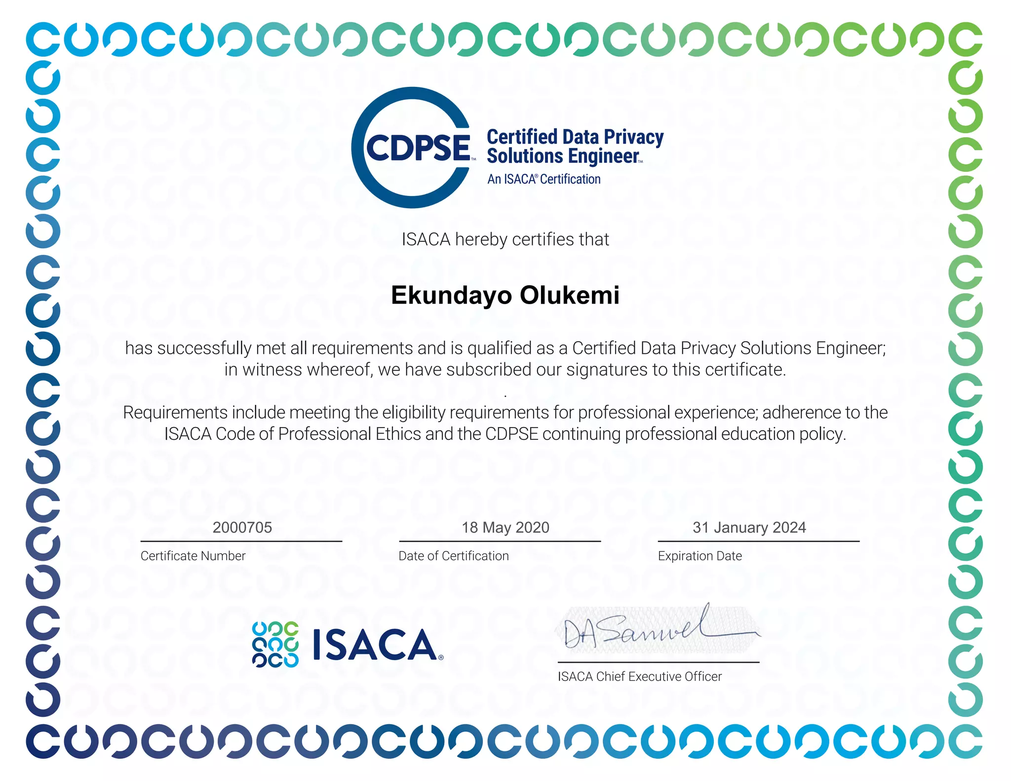 Ekundayo Olukemi Certified Data Privacy Solutions Engineer (CDPSE ...