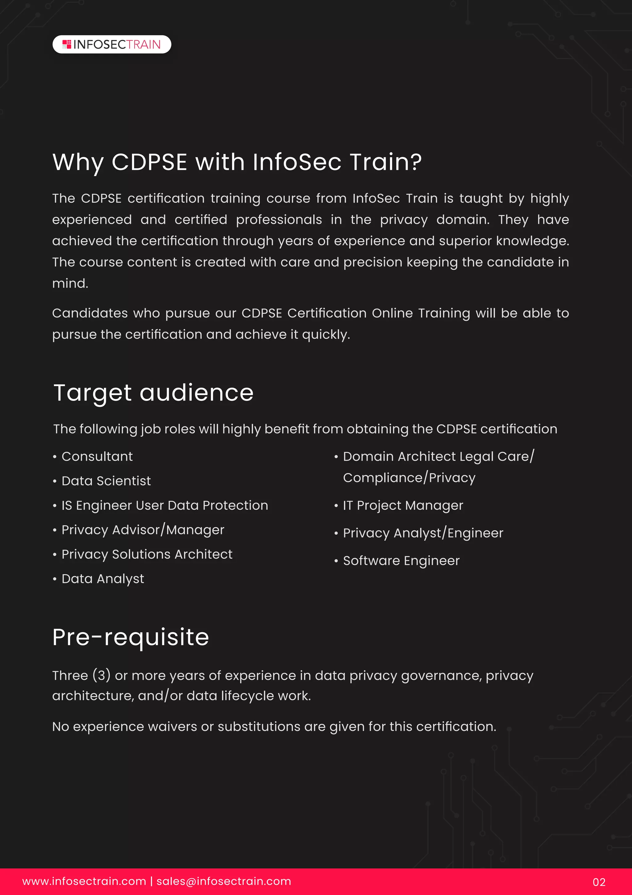 Cdpse course content infosec train | PDF
