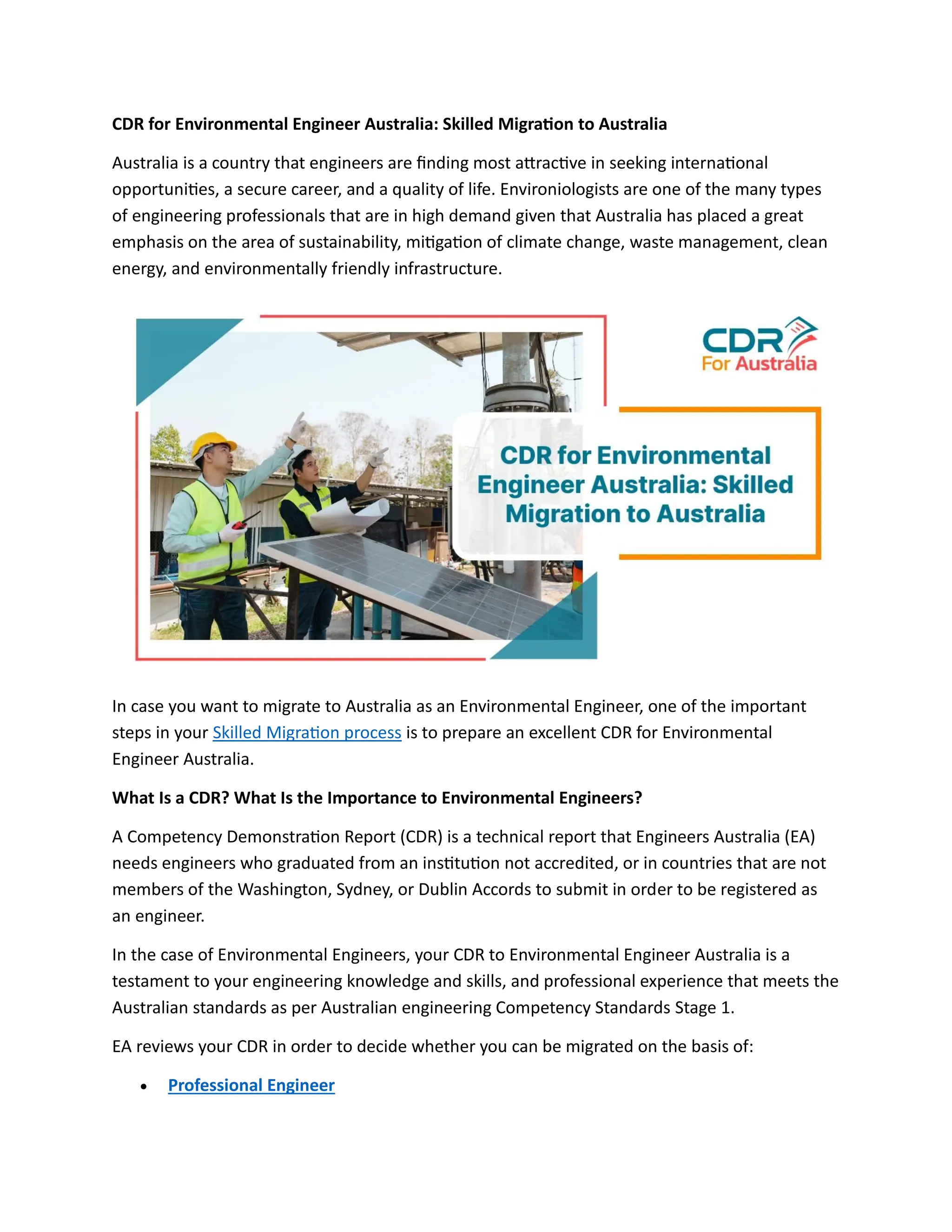 CDR for Environmental Engineer Australia | PDF