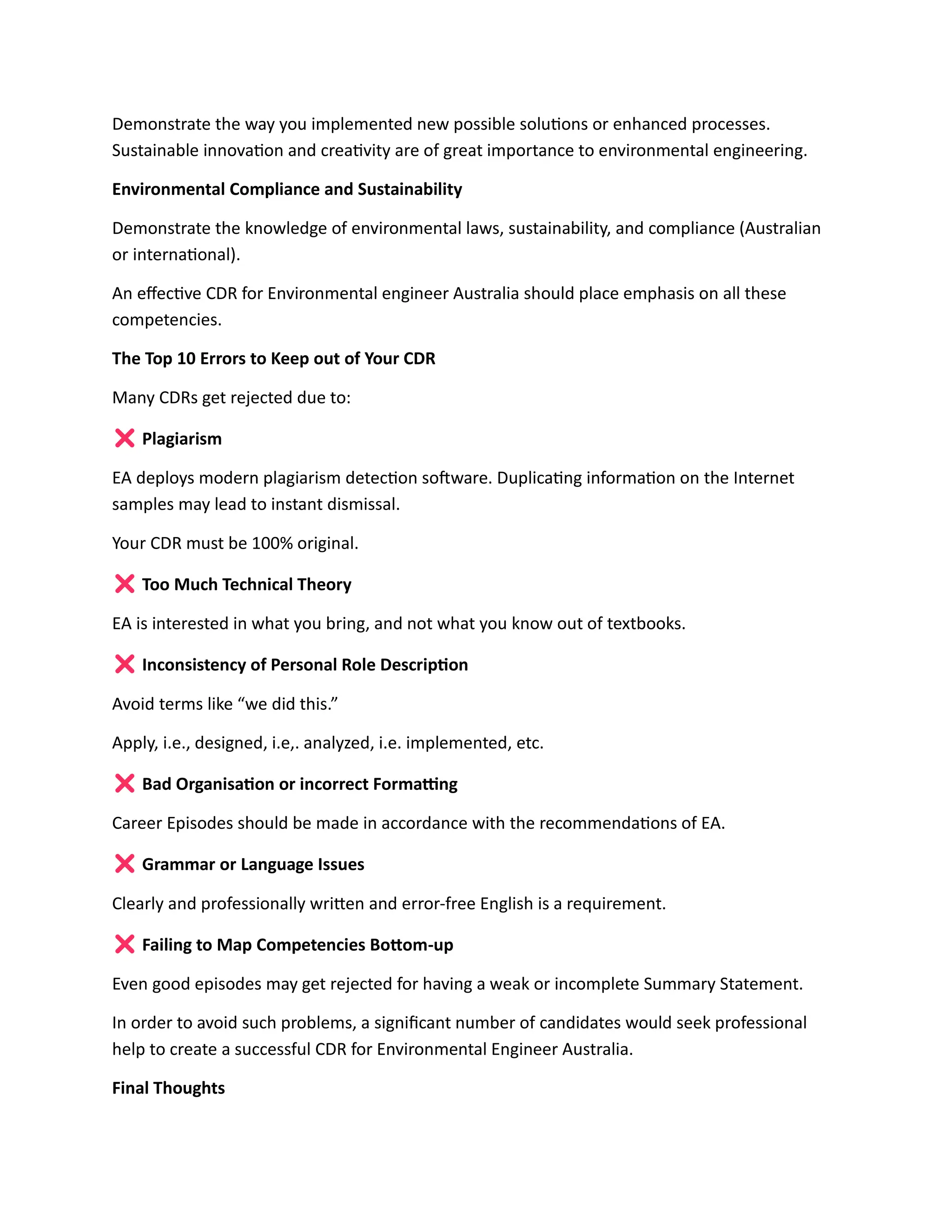 CDR for Environmental Engineer Australia | PDF