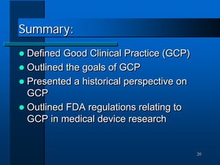 Cdrh learn module gcp 101 -lacorte | PDF