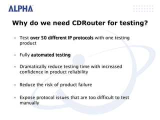CDRouter Brief Introduction | PPTX
