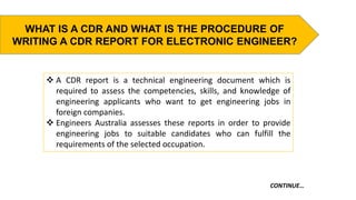 Cdr report for electronics engineer | PPTX