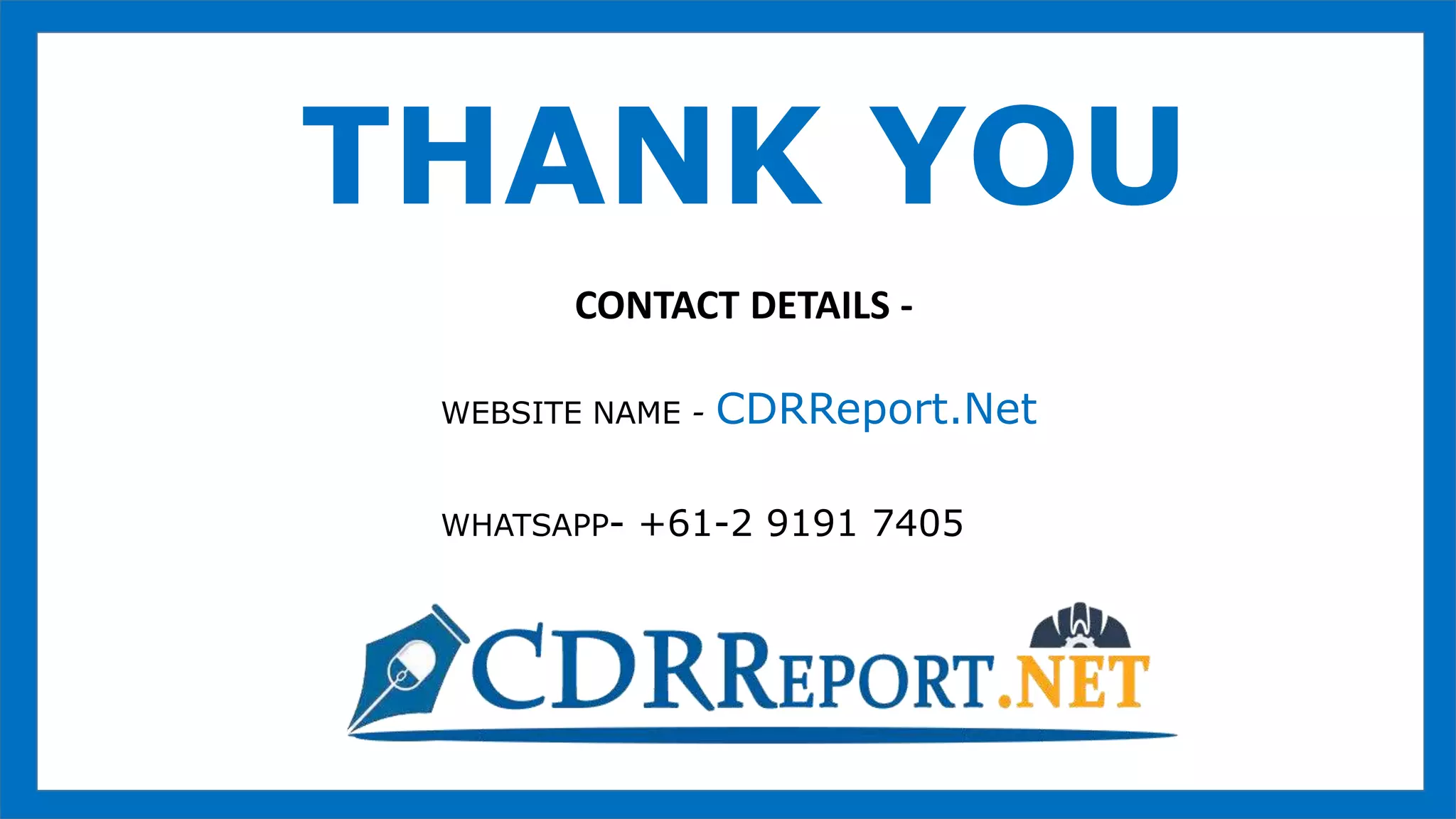 Cdr report for industrial engineer | PPT
