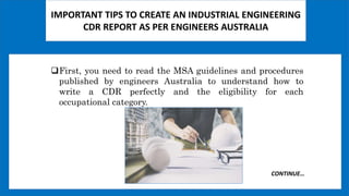 Cdr report for industrial engineer | PPTX
