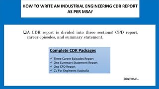 Cdr report for industrial engineer | PPTX