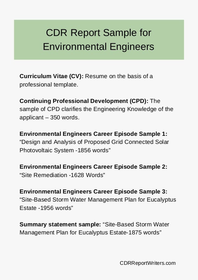 Cdr sample environmental engineers