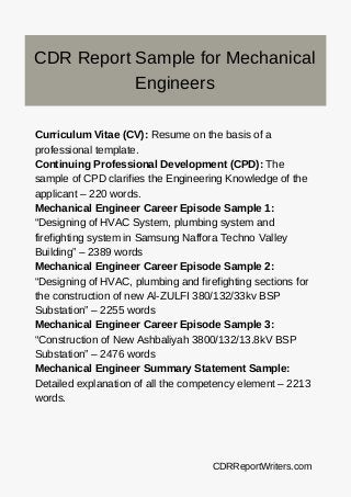 Cdr sample mechanical engineers