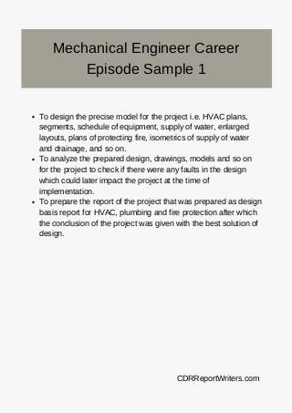 Cdr sample mechanical engineers