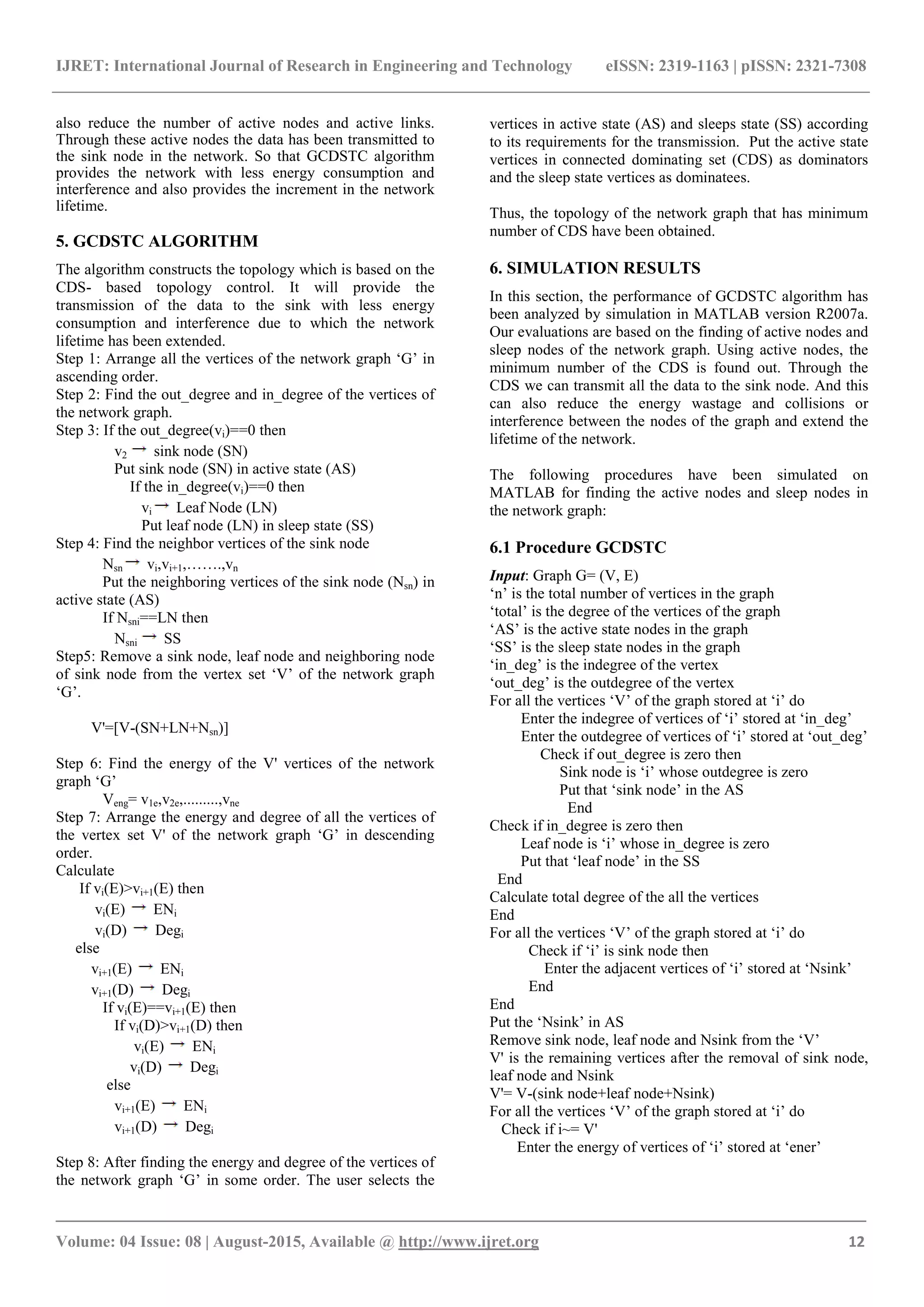 Cds based energy efficient topology control algorithm in wireless ... Cds based energy efficient topology control algorithm in wireless ...