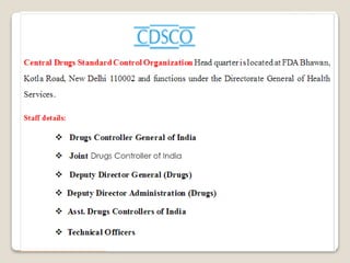 Cdsco-Central Drugs Standard Control Organisation | PPT