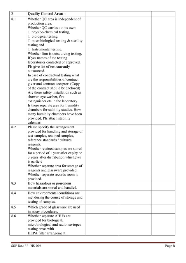Cdsco gmp check list | PDF | Pharmaceutical Industry | Industries