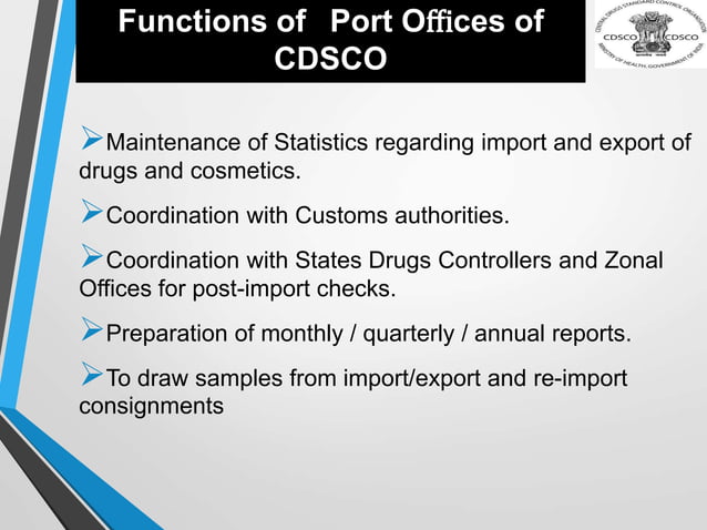 Cdsco Roles and Responsibilities | PPTX
