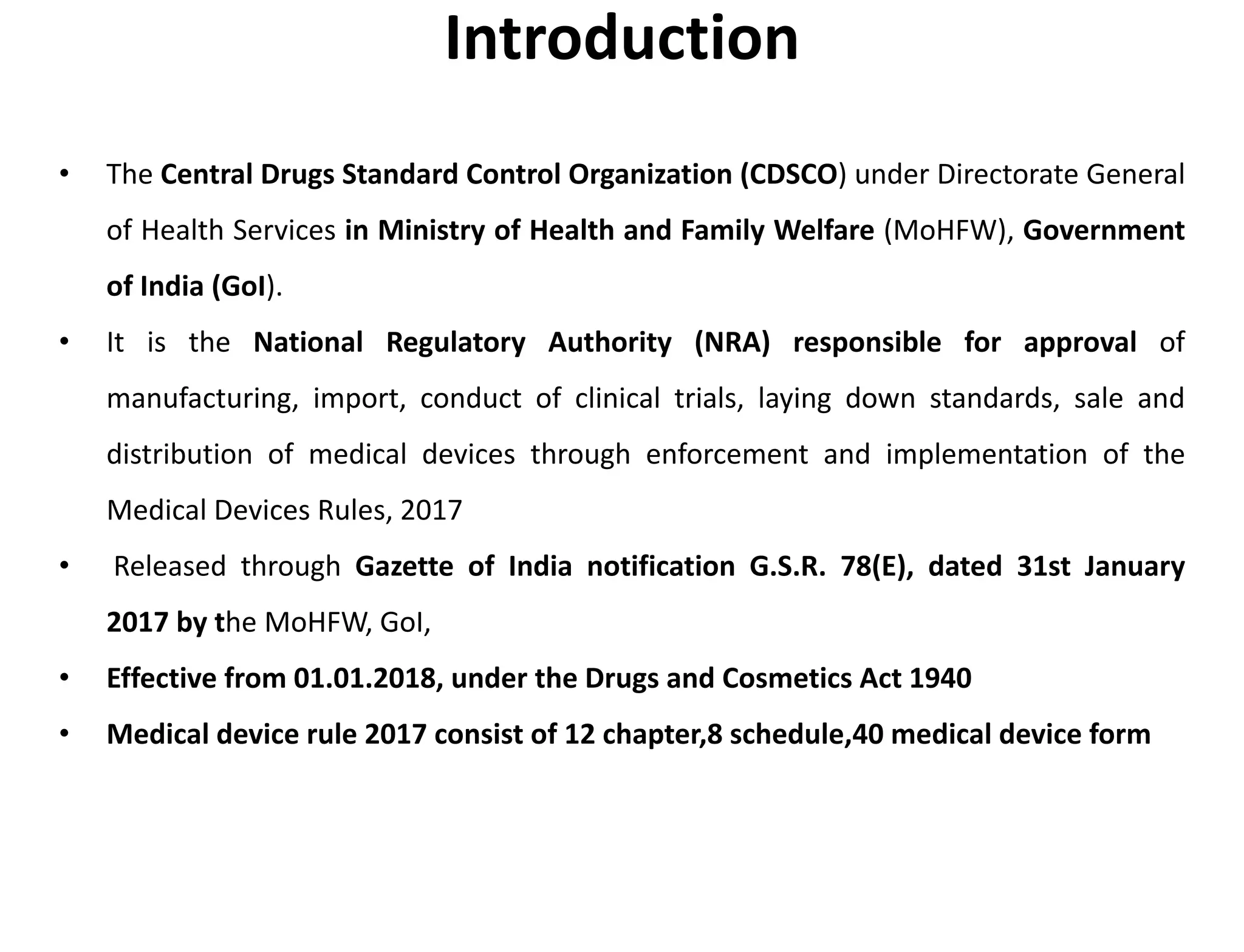 Short Overview of CDSCO MDR 2017 | PPTX